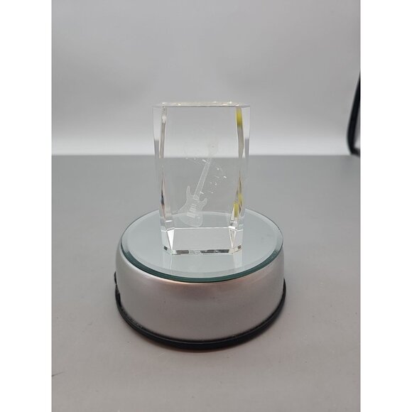 Art | 3d Laser Etched Glass Cube Guitar Music Notes Paperweight 2 X 3 W ...